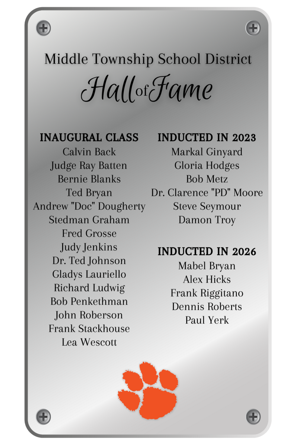 Hall of Fame - Middle Township Public Schools - High School